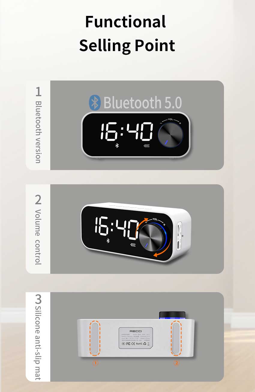 Recci RSK-W11 Wireless Speaker with Alarm Clock